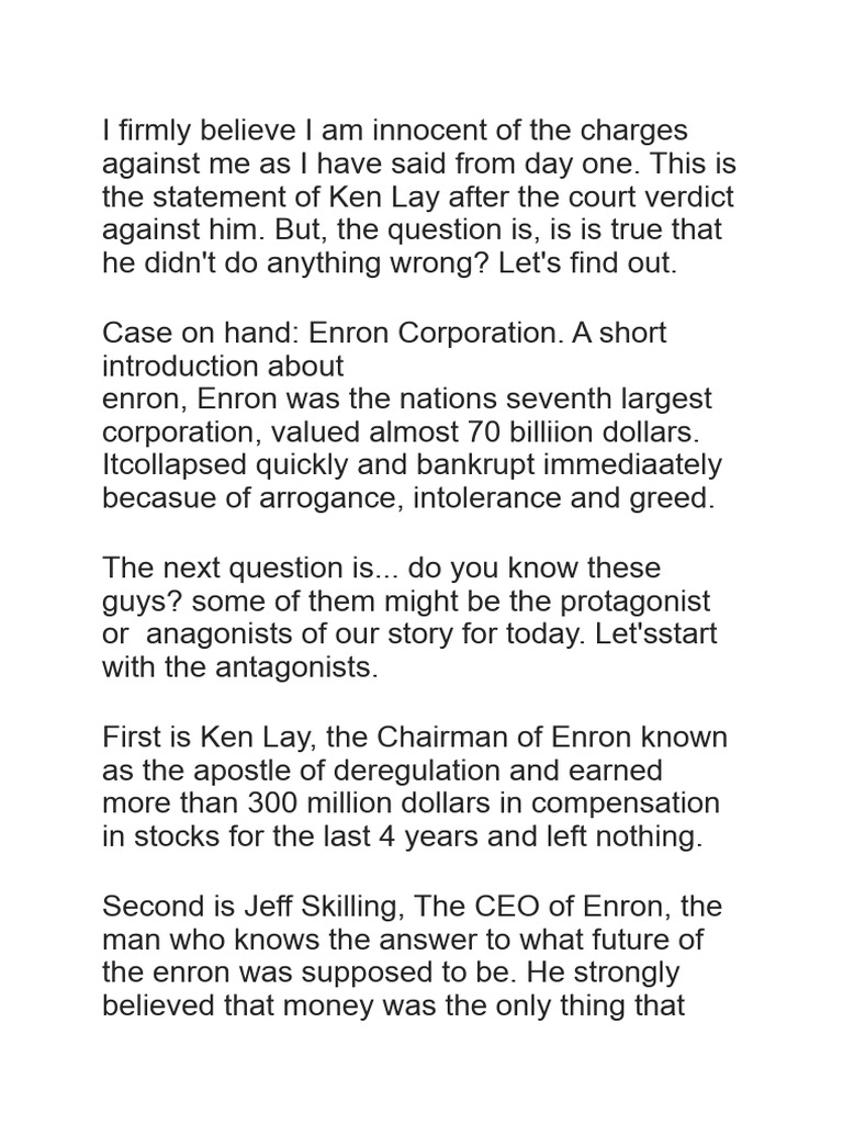 Enron Script | PDF