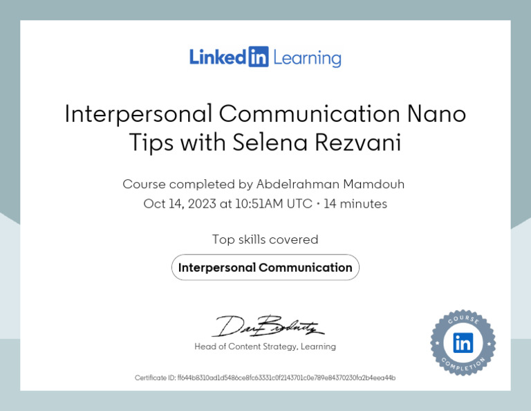 LinkedIn Learning Certificate | PDF