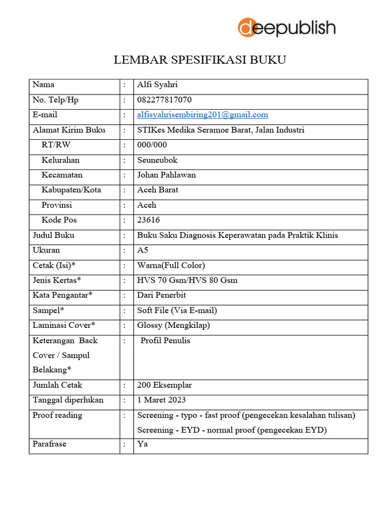 Spesifikasi Buku | PDF