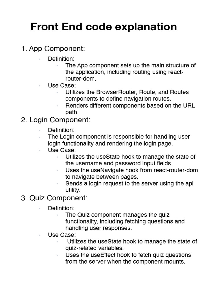 Quiz App Explanation Pdf User Computing Login 