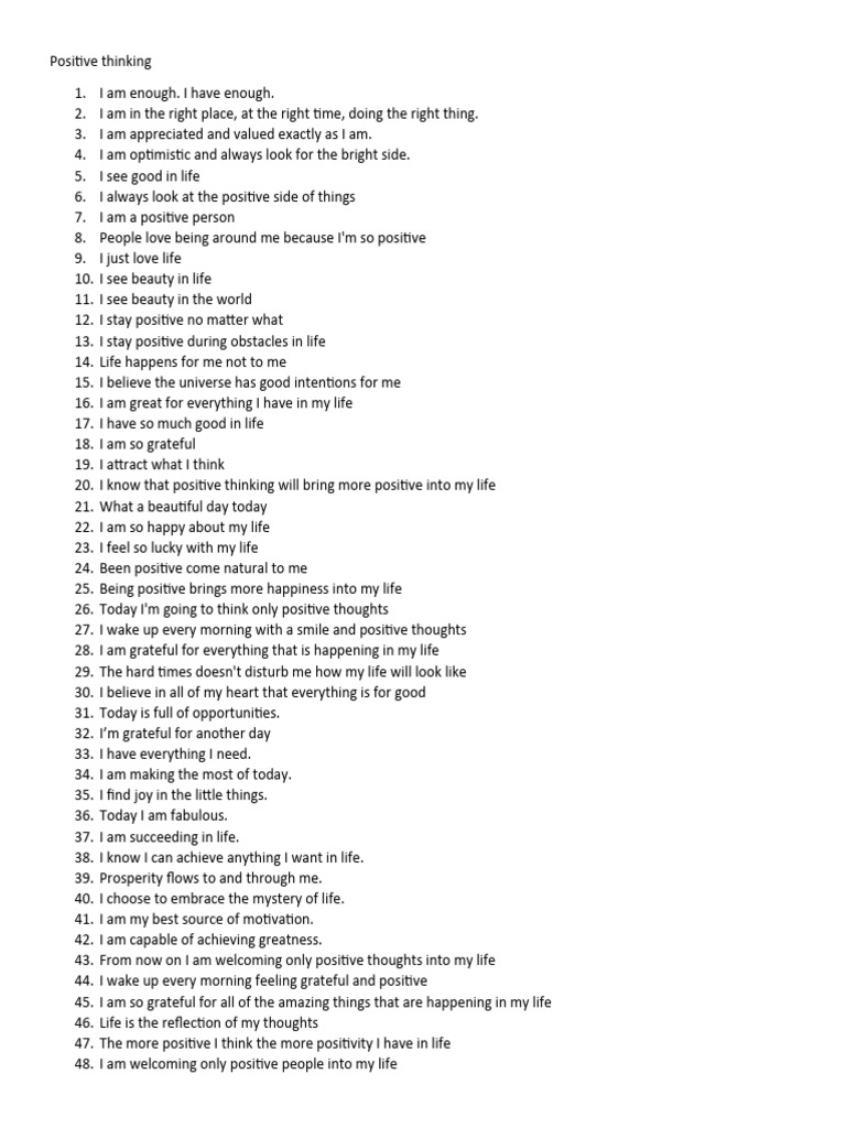 Positive thinking | PDF