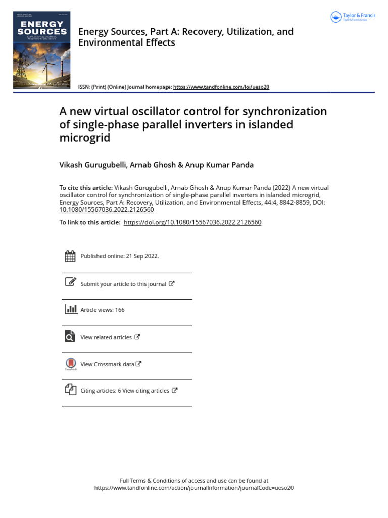 A New Virtual Oscillator Control For Synchronization of Single Phase Parallel Inverters in ...