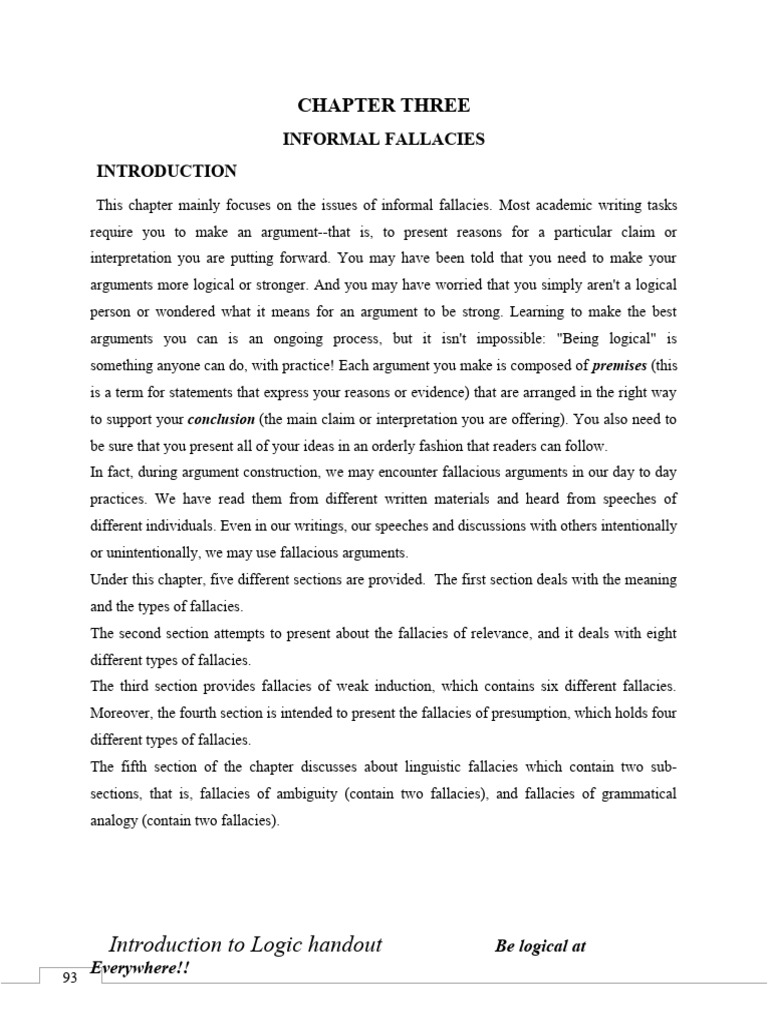 Chapter Three Fallacy Note Pdf Fallacy Argument