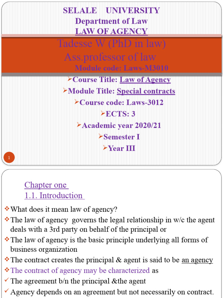 Agency | PDF | Law Of Agency | Legal Liability