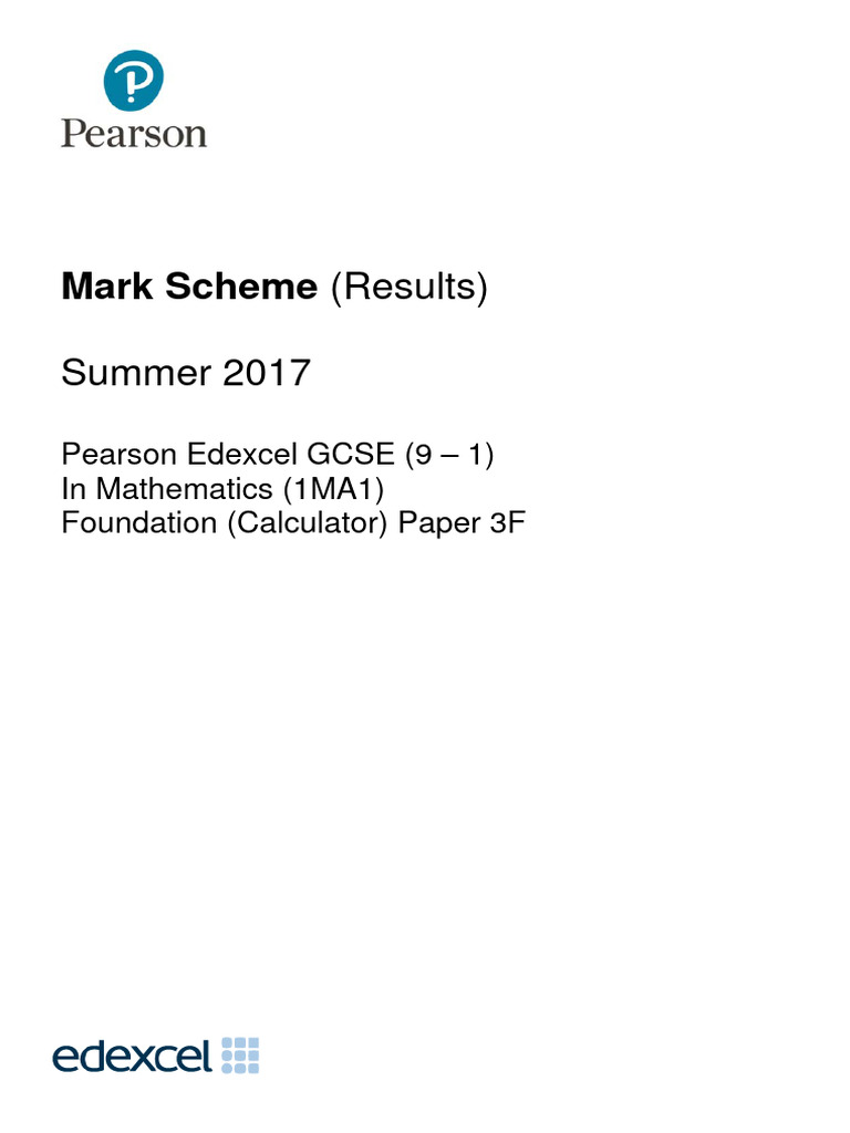 Mark Scheme (Results) : Summer 2017 | PDF