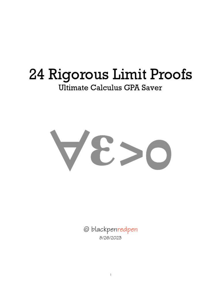 24 Rigorous Limit Proofs | PDF