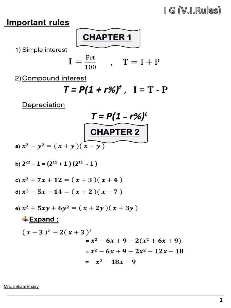Important-Rules Maths Igcse | PDF | Area | Euclid