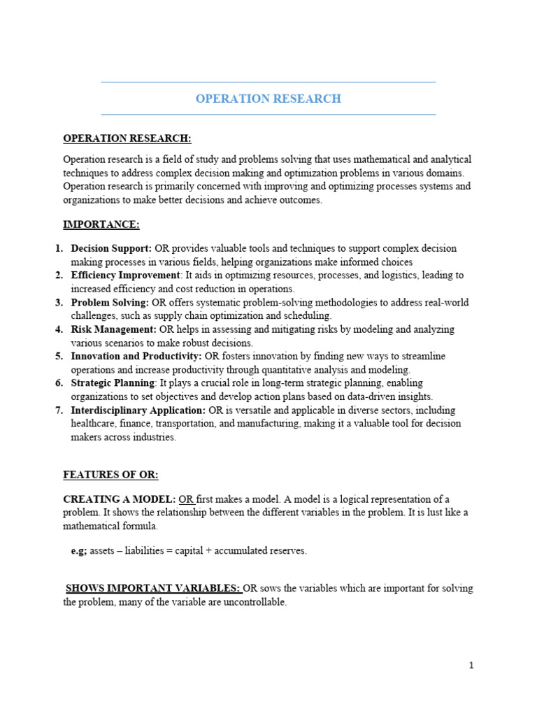 Objectives of Operations Research | PDF | Linear Programming ...