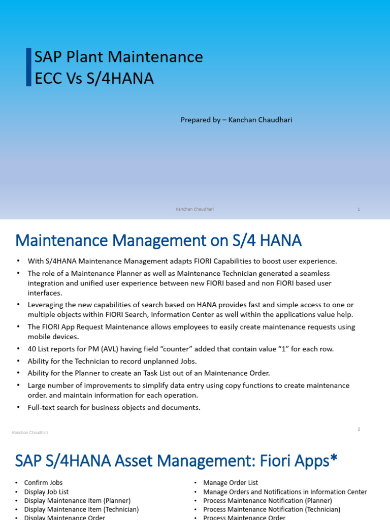 ECC vs S/4HANA: PM Module Insights | PDF | Analytics | Mobile App