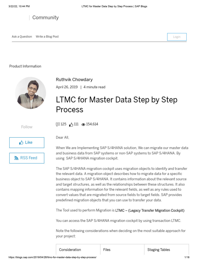 LTMC For Master Data Step by Step Process - SAP Blogs | PDF