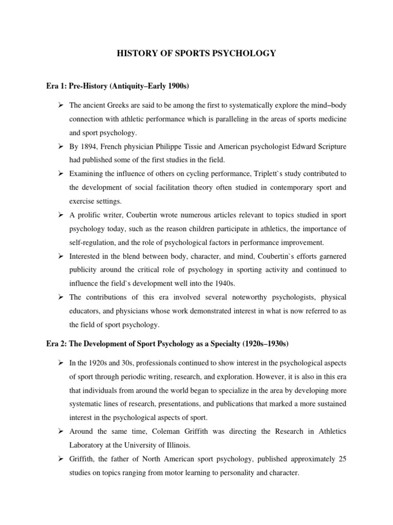 History of Sports Psychology | PDF