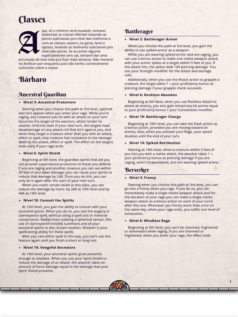 Sub-Classes - GM Binder | PDF | Dungeons & Dragons | D20 System