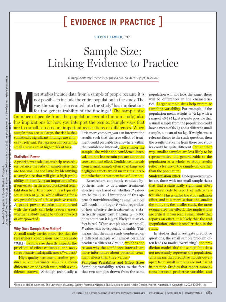 Kamper 2022 Sample Size | PDF | Sampling (Statistics) | Cognition