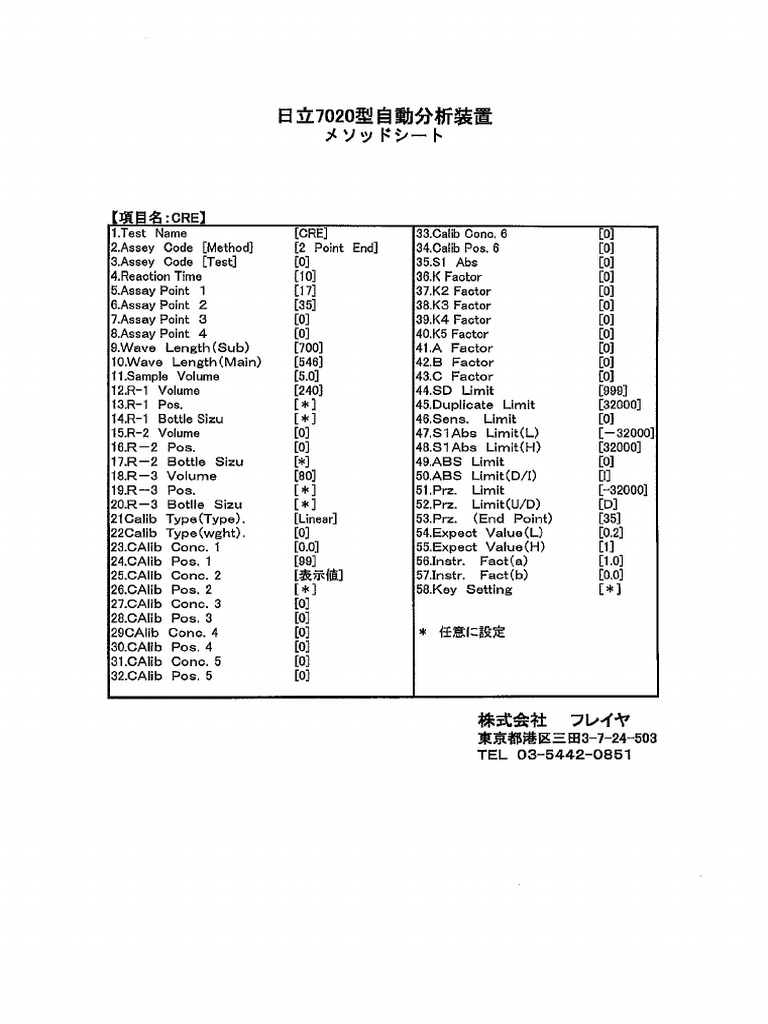 Hitachi 7020 (902) Cre Parameter | PDF