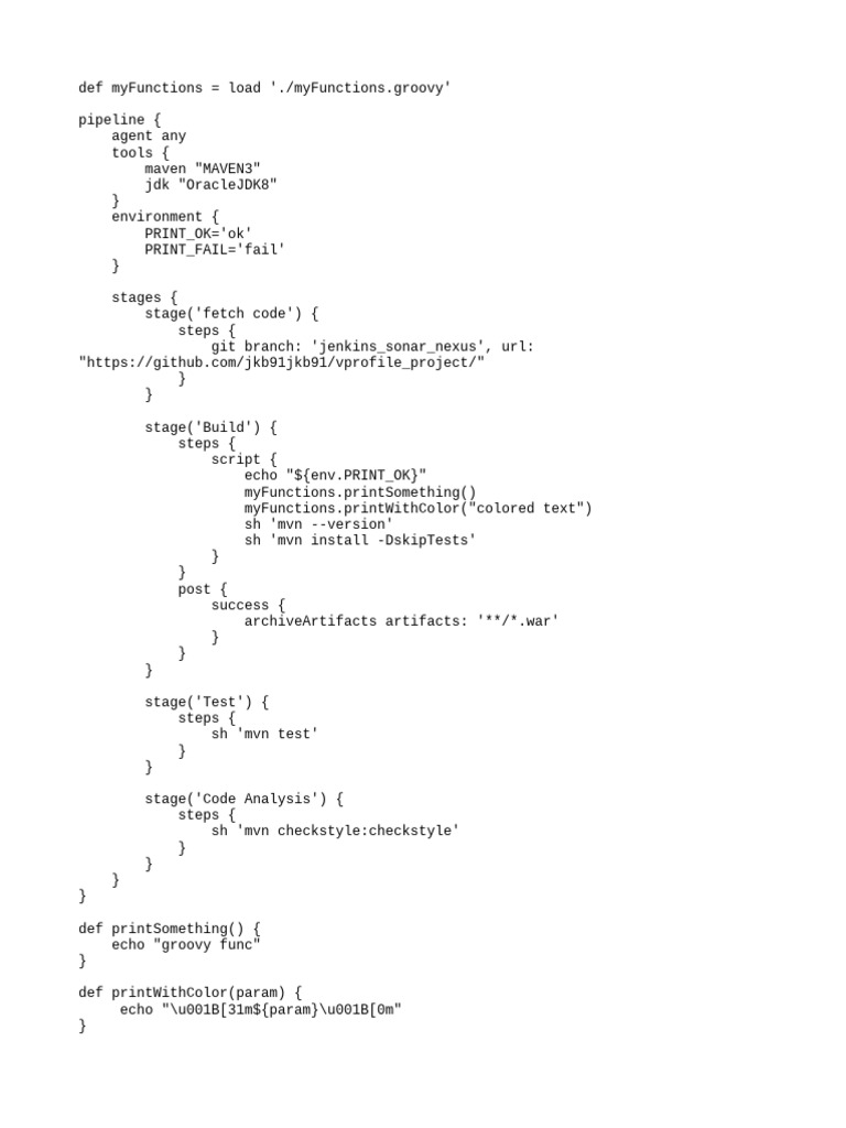 Jenkinsfile for Maven Project Pipeline | PDF