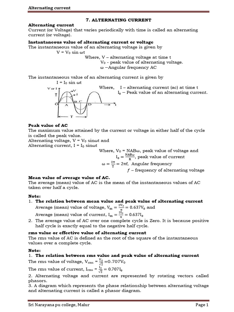 Alternating Current-1 | PDF | Transformer | Inductor