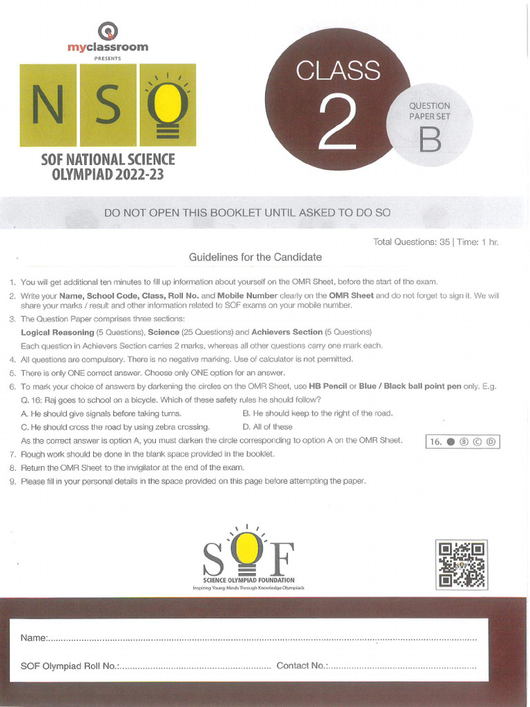 NSO - Class II - 2022 - 23 | PDF