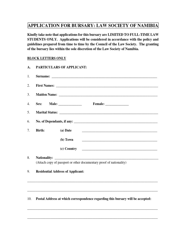 2023 Bursary Application Form | PDF