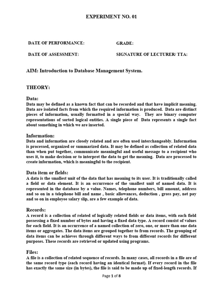 Exp 1 | PDF | Databases | Relational Database
