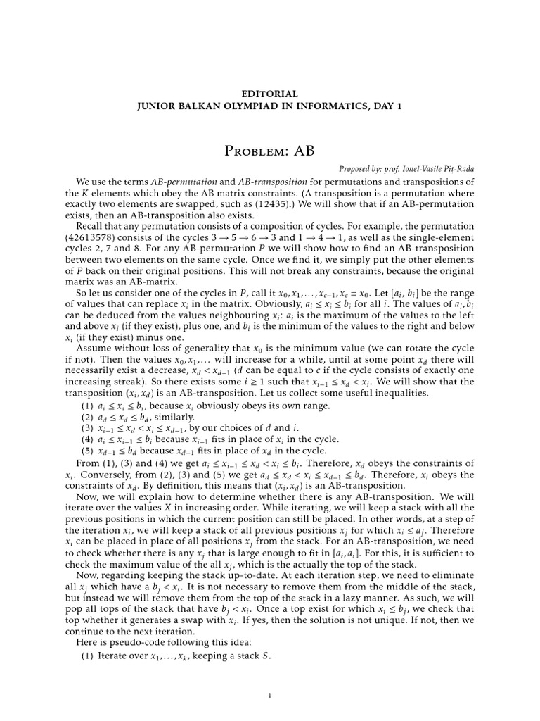 editorial1 | PDF | Matrix (Mathematics) | Permutation