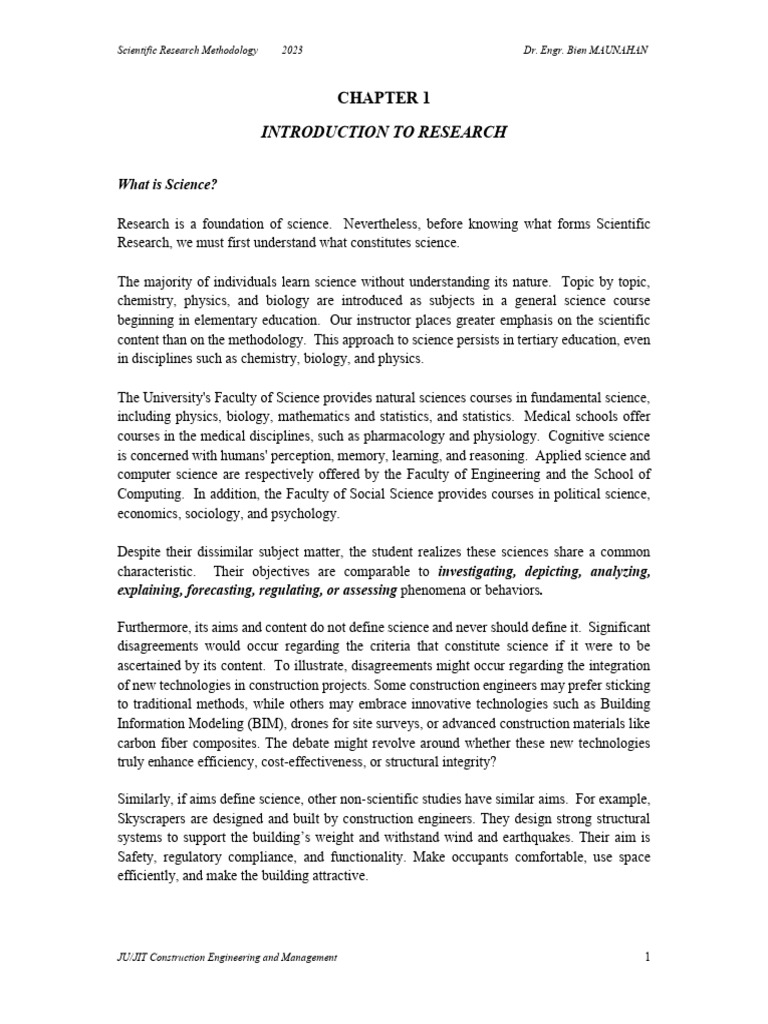 Lecture Notes Chapter 1 Research Introdution | PDF | Methodology | Science Lecture Notes Chapter 1 Research Introdution | PDF | Methodology | Science