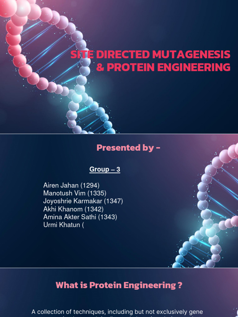 Site Directed Mutagenesis and Protein Engineering | PDF | Proteins | Enzyme