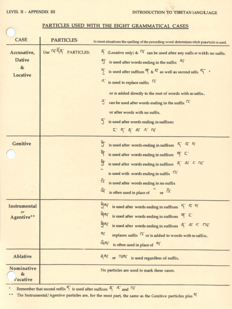 Particles Used With 8 Grammatical Cases | PDF