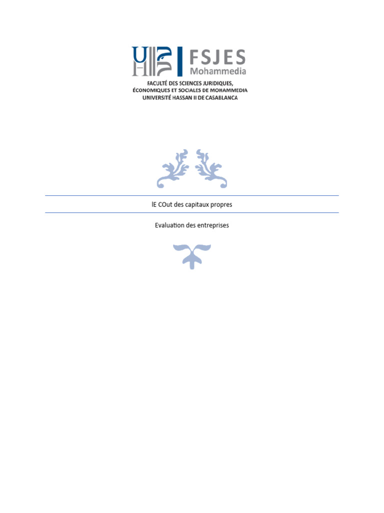 1 - Le Cout Des Capitaux Propres | PDF | Capitaux propres | Marchés ...