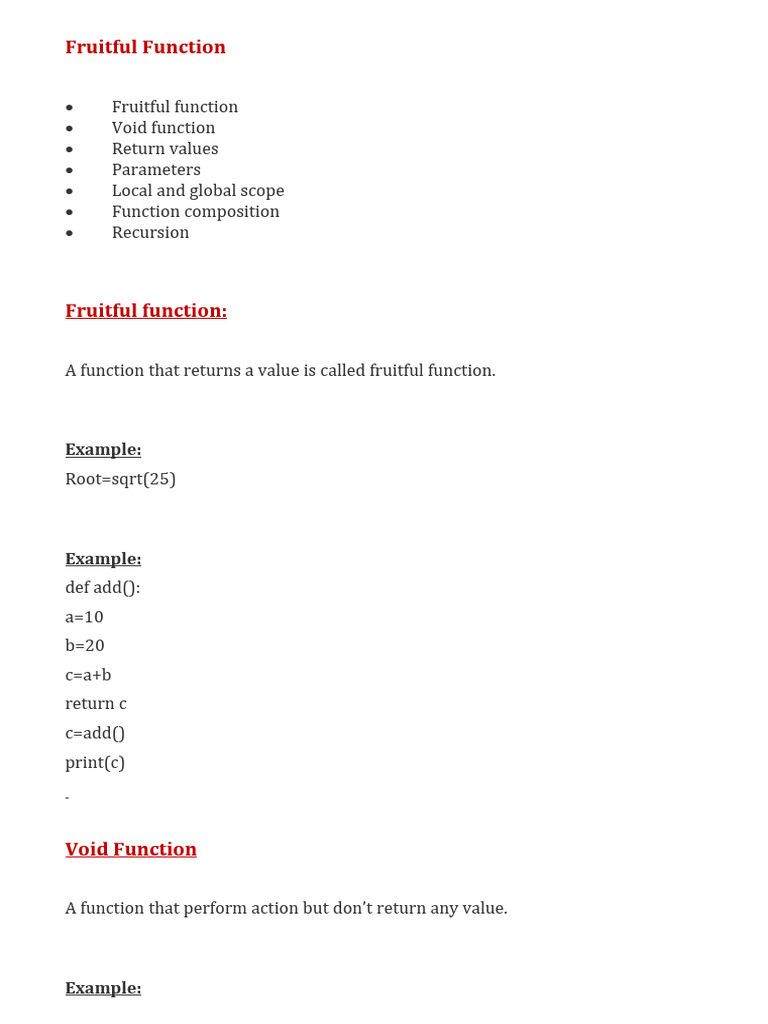 Fruitful Function | PDF