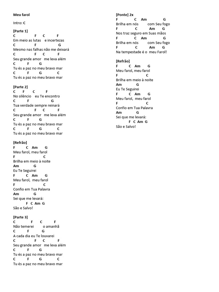 Meu Farol Cifra Pdf