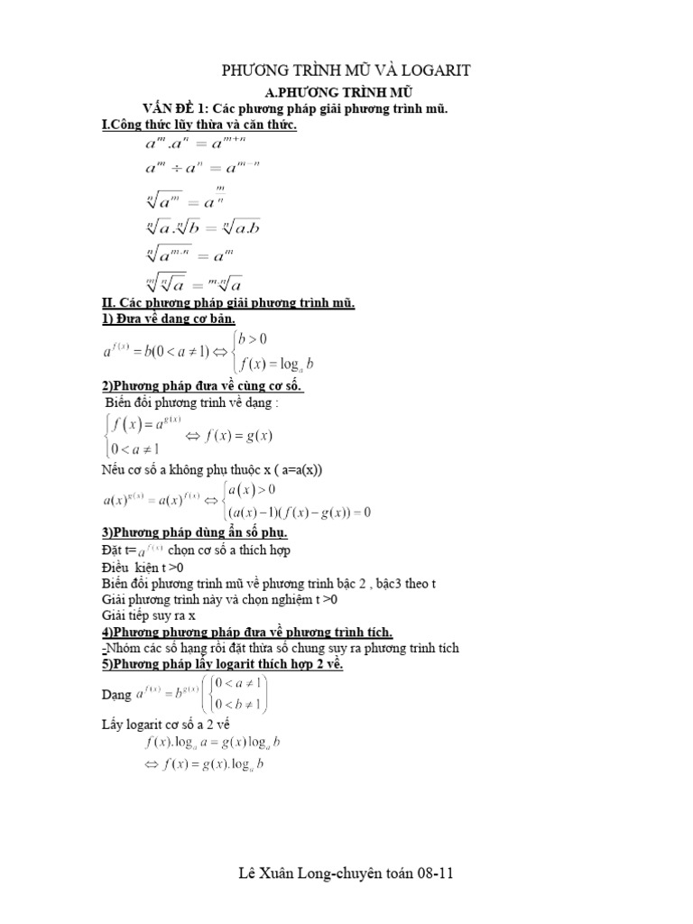 Le Xuan Long-Phuong Trinh Mu & Logarit | PDF