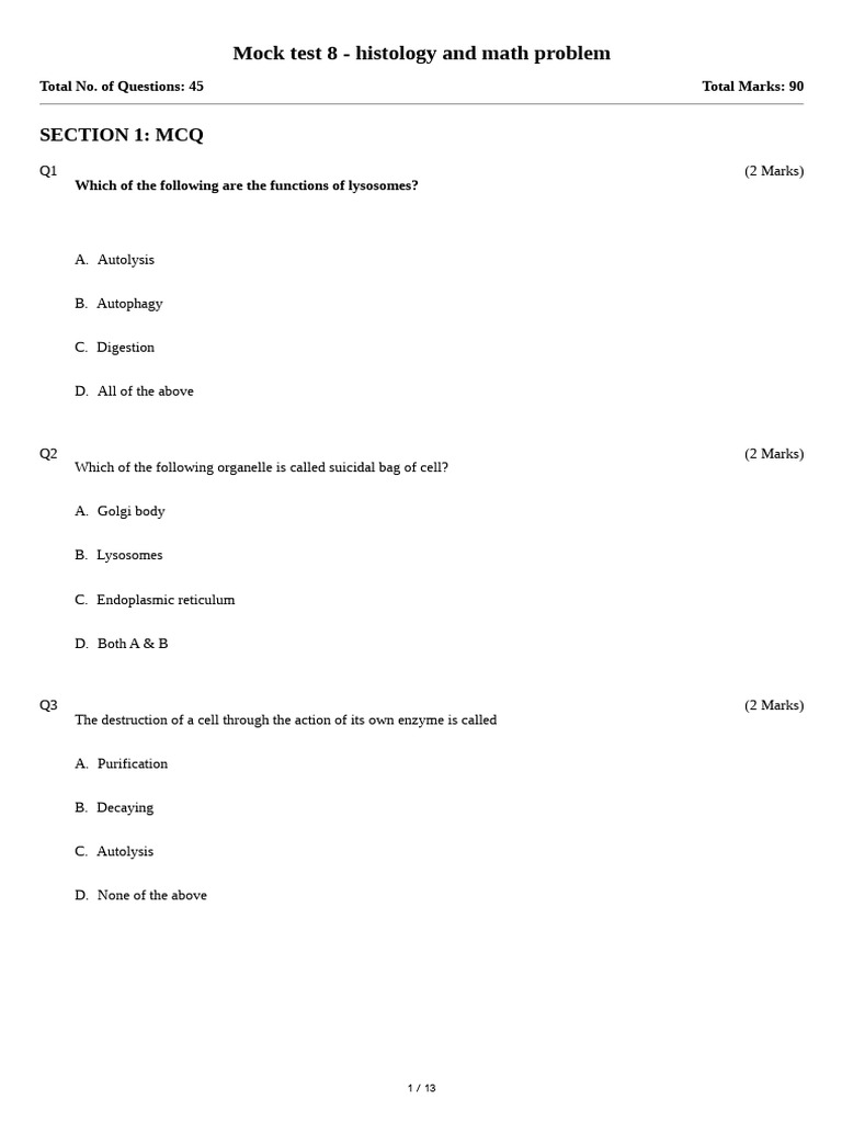 Mock 8 | PDF | Staining | Fixation (Histology)
