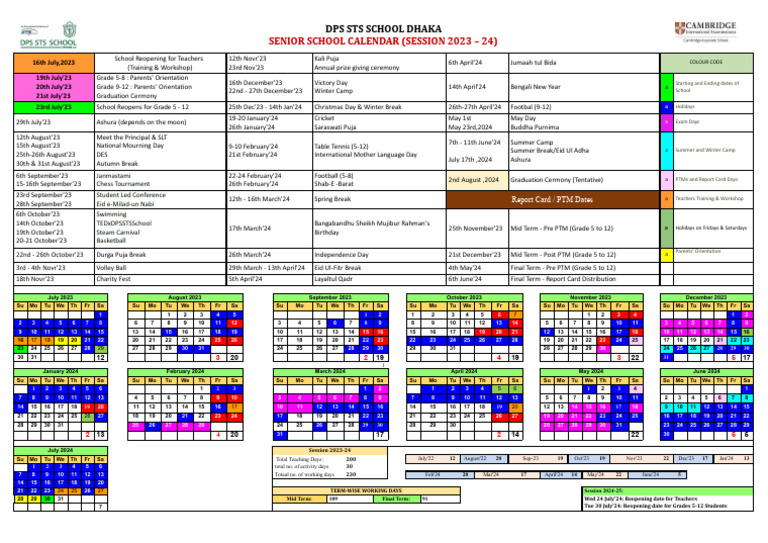 DPS School Calender 2023-24 | PDF