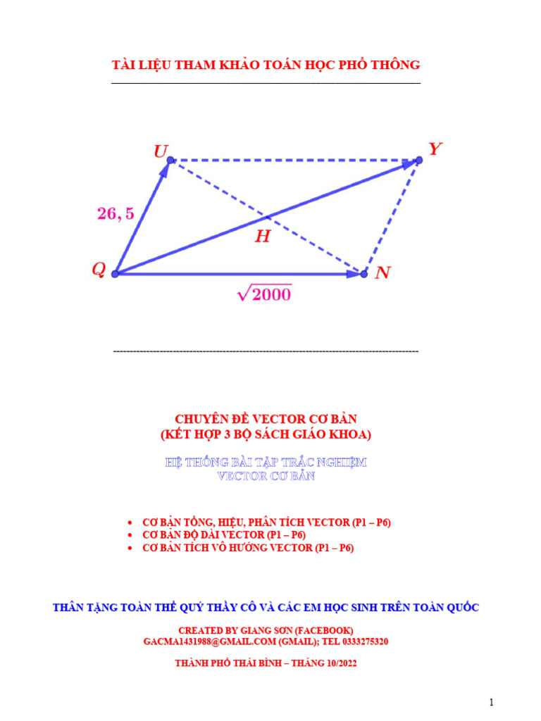 He Thong Bai Tap Trac Nghiem Vector Co Ban | PDF