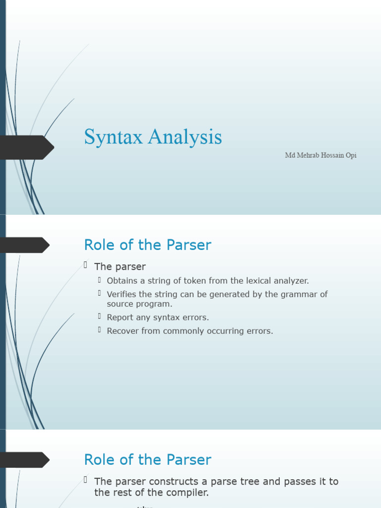 Syntax Analysis Pdf Parsing Syntax Logic 