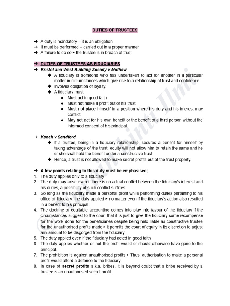 C11 - Duties of Trustee | PDF | Fiduciary | Trust Law