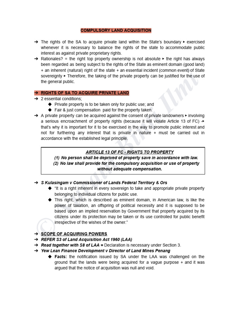 C8, 9, 10 - Land Acquisition | PDF | Eminent Domain | Civil Law (Legal System)