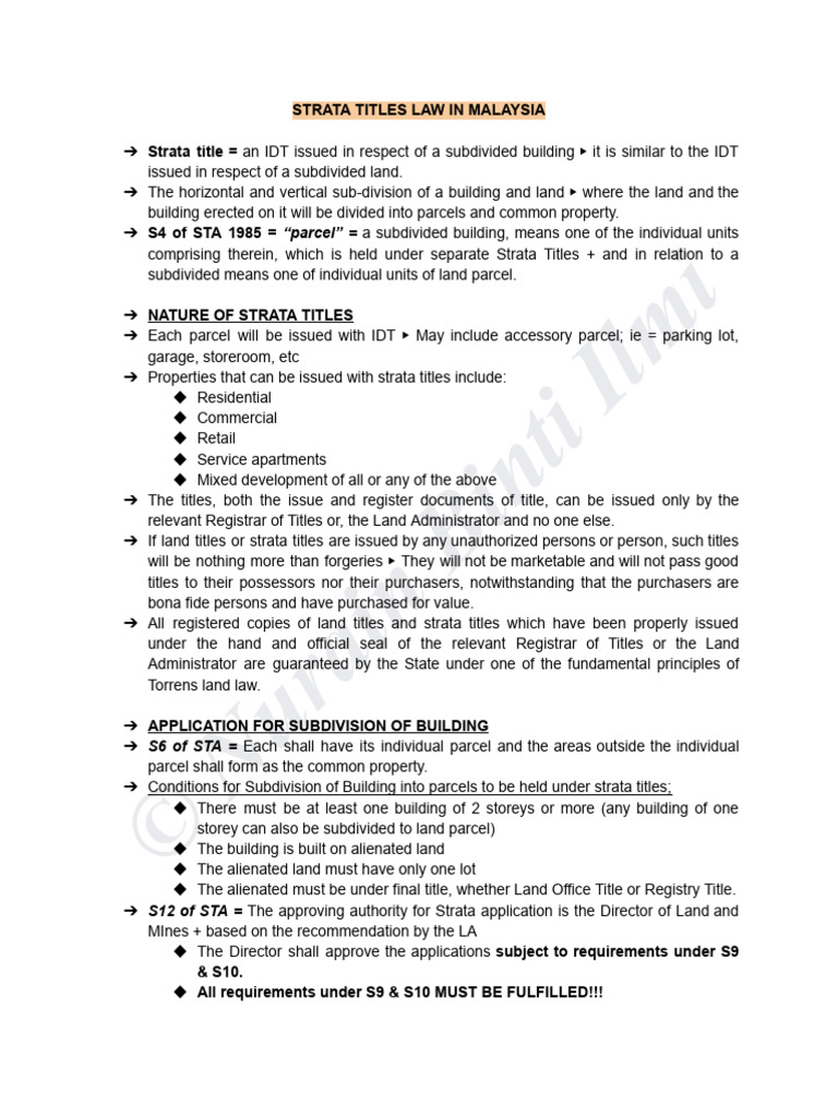 Understanding Strata Titles in Malaysia | PDF | Common Law | Civil Law ...