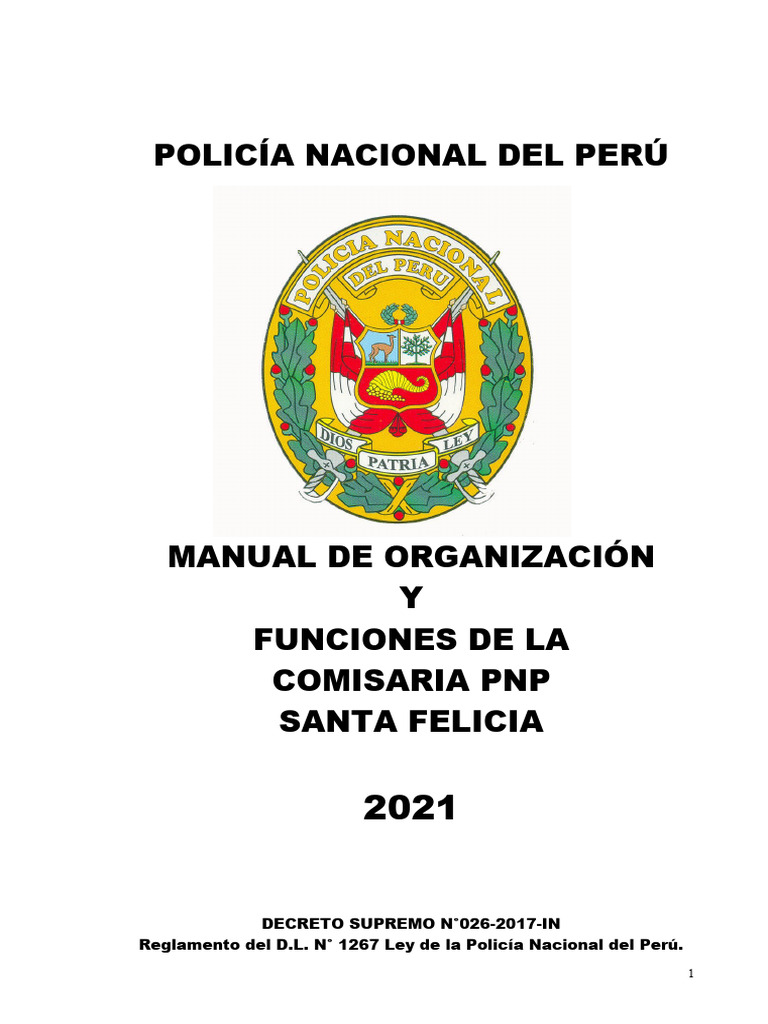Mof Comisaria PNP Santa Felicia 22ene19 | PDF | Policía | Valores