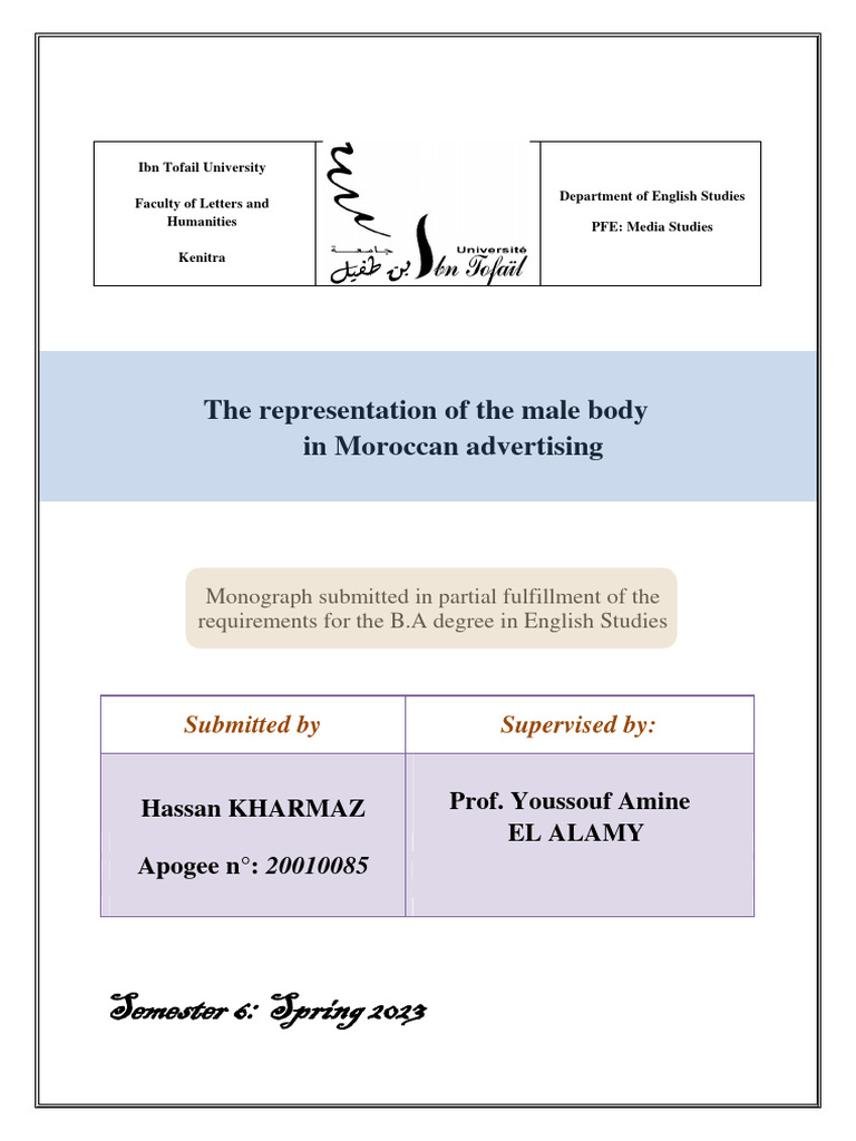The Representation of the Male Body in Moroccan Advertising | PDF