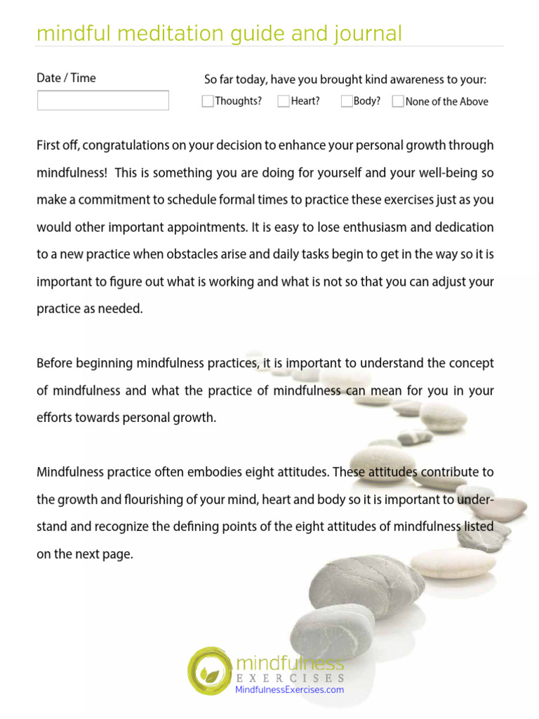 Mindful Meditation Guide and Journal Mindfulness Exercises | PDF ...
