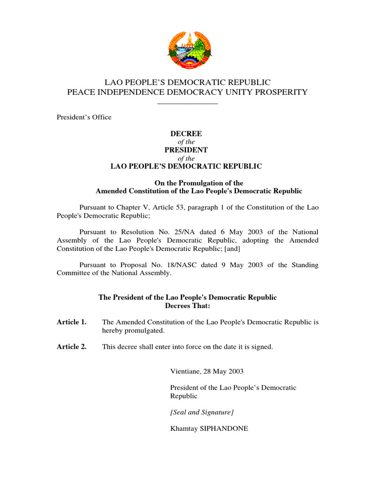Lao Constitution | PDF | Prosecutor | American Government