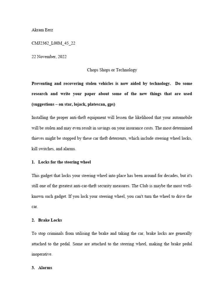 Chops Shops or Technology | PDF