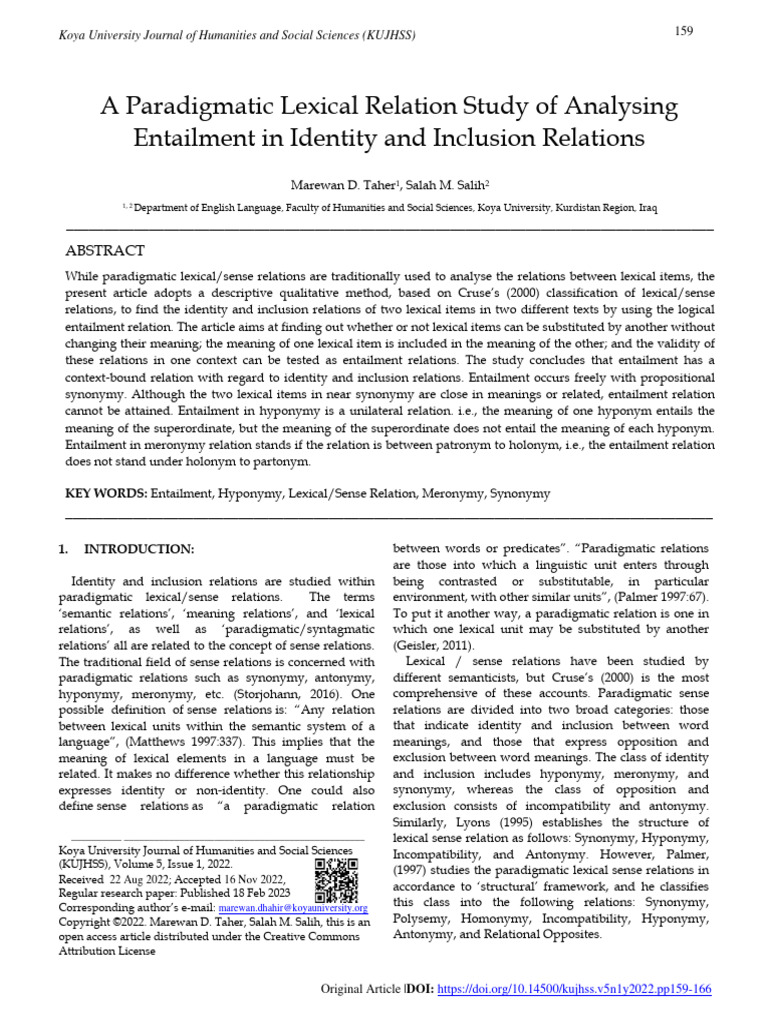 A Paradigmatic Lexical Relation Study of Analysing | PDF | Semantics | Interpretation (Philosophy)