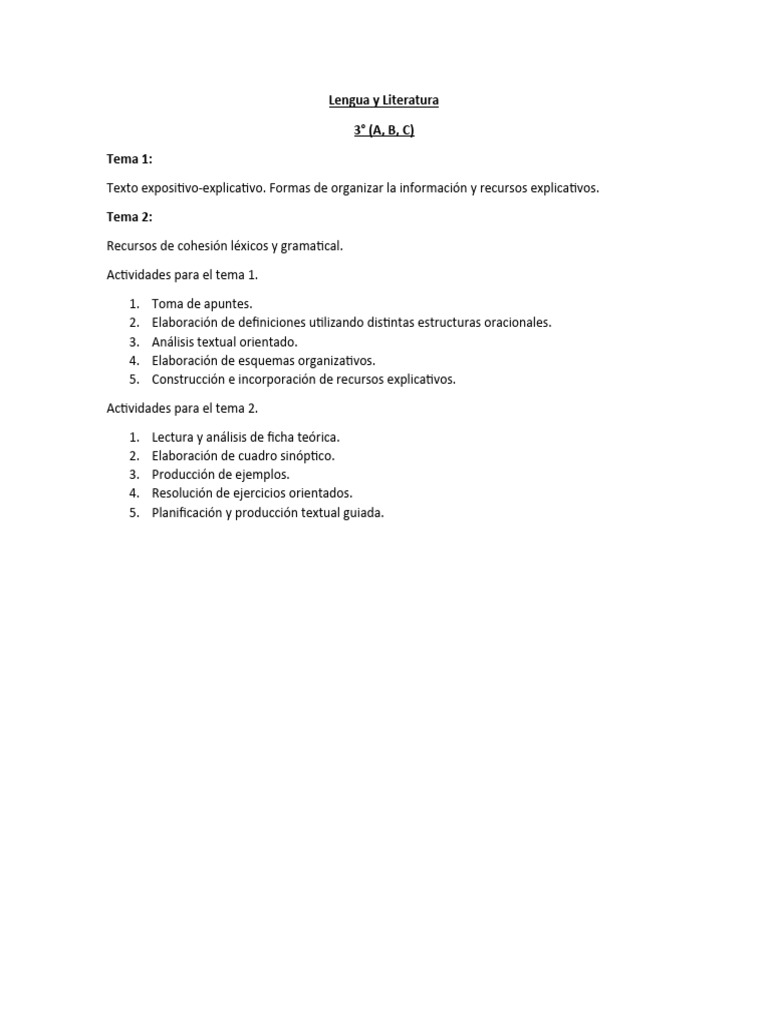 3Â° Tarea Lengua y Literatura | PDF