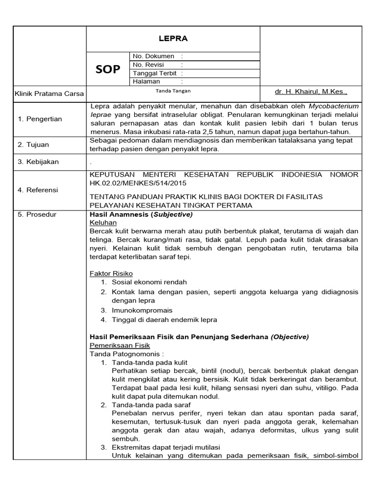 111 Sop Lepra | PDF | Kesehatan Holistik