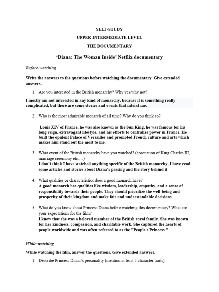 Self Study Princess Diana Documentary10c | PDF | Diana | Empathy
