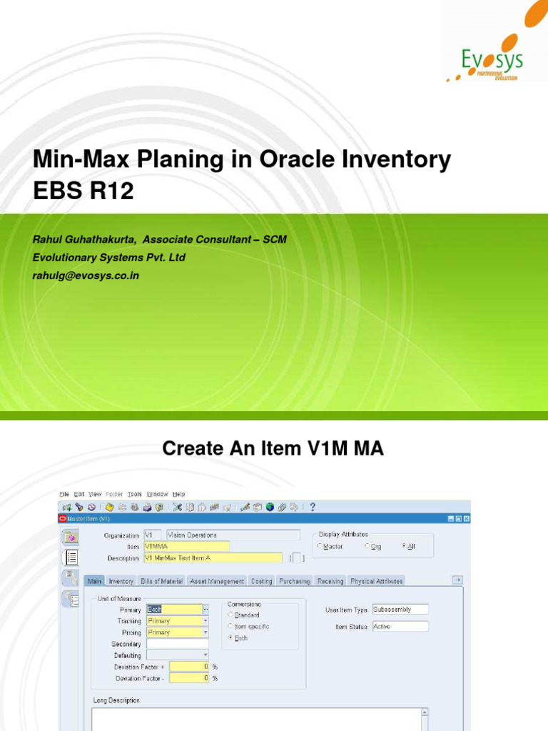 Min Max Planing in Oracle Inventory EBS | PDF