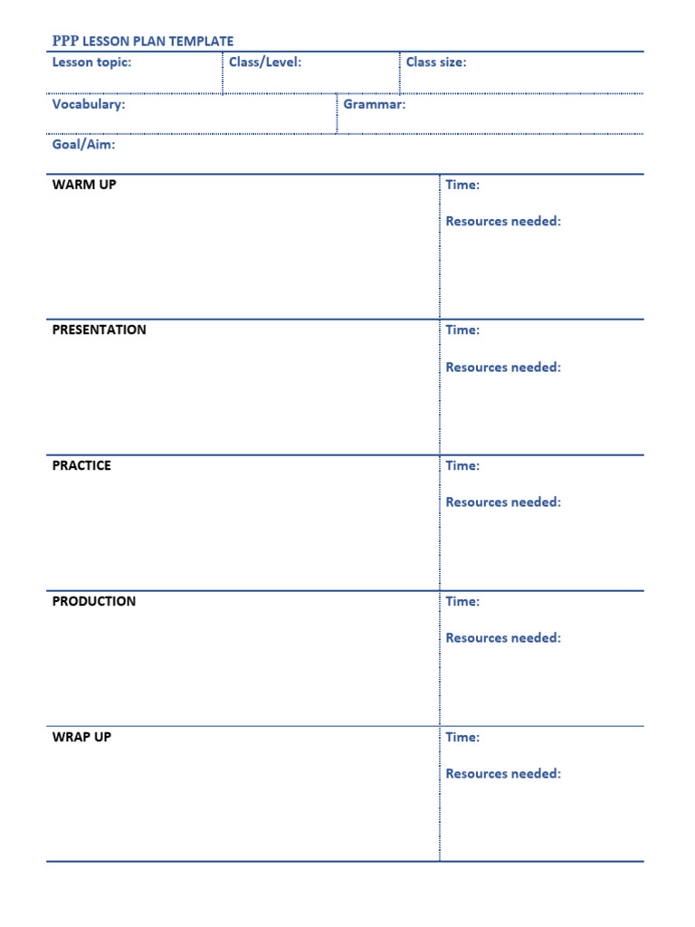 PPP Lesson Plan Template | PDF
