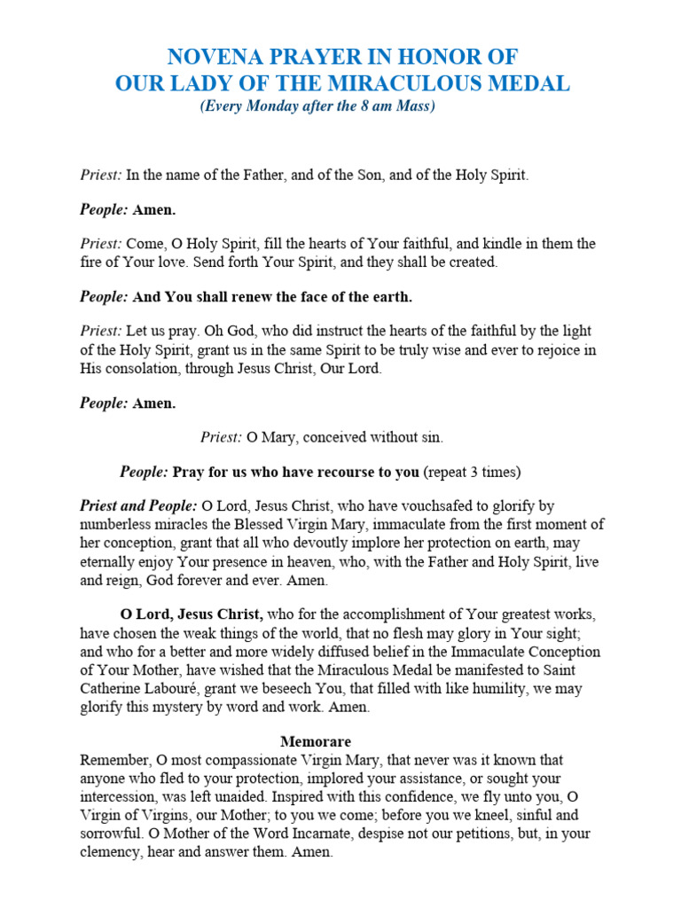 Extraordinary Novena To The Miraculous Medal Images